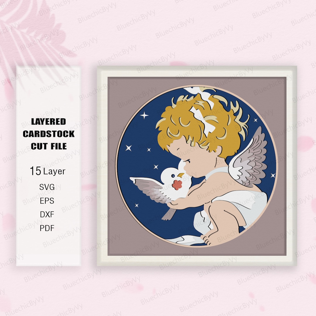 Baby Angel Shadow Box, Baby Angel Light Box Svg, Baby Gift Svg, Baby ...