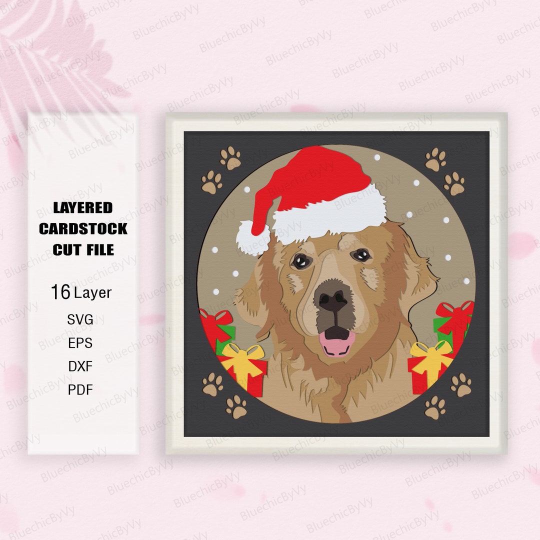 Golden Retriever Christmas Shadow Box SVG, Golden Retriever Shadow Box ...