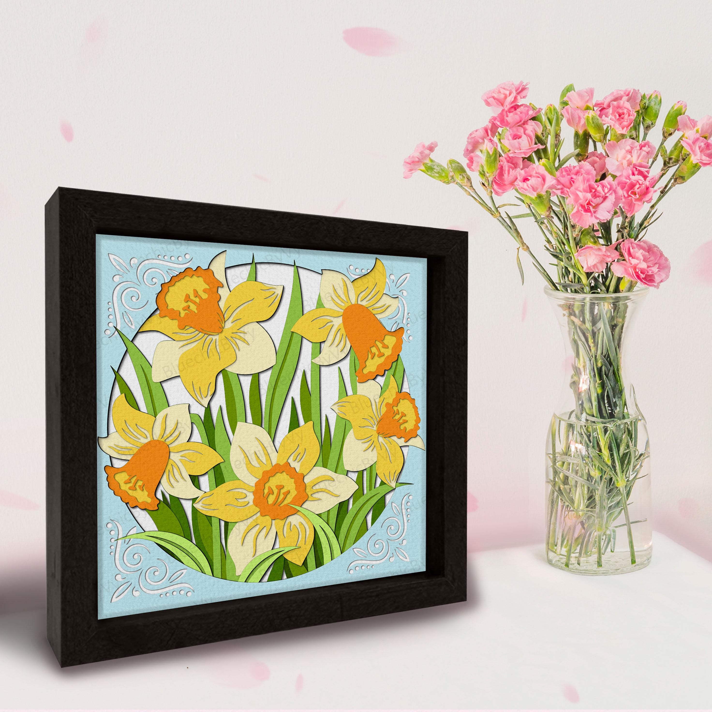Daffodils Flower Shadow Box Paper Cut File | Daffodils Flower ...