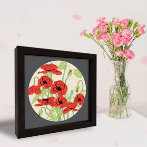 Flower Poppy Shadow Box SVG, Flower Poppy Shadow Box, Flower 3D Box ...