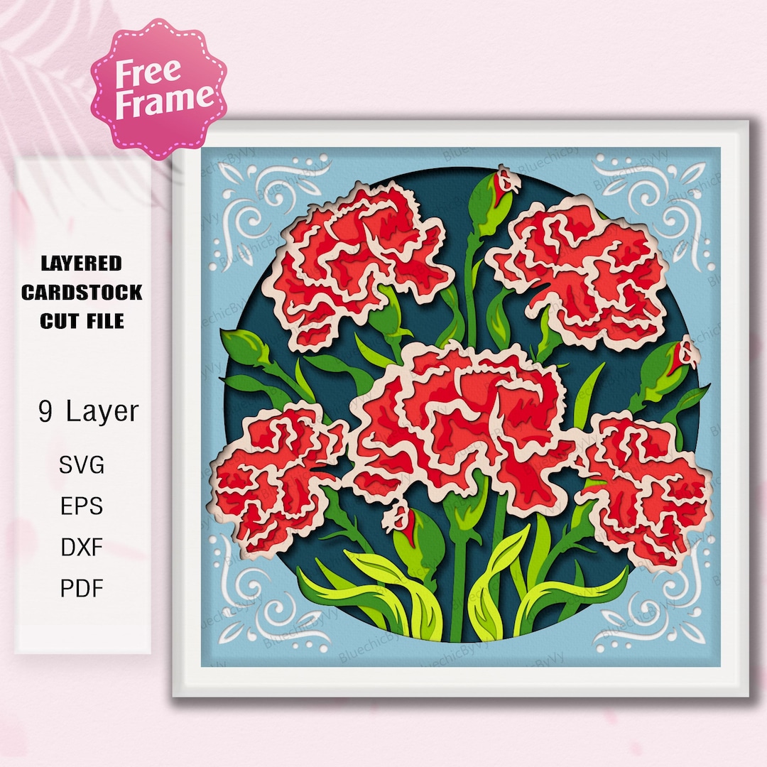 Carnation Flower Shadow Box Paper Cut File | Carnation Flower ...