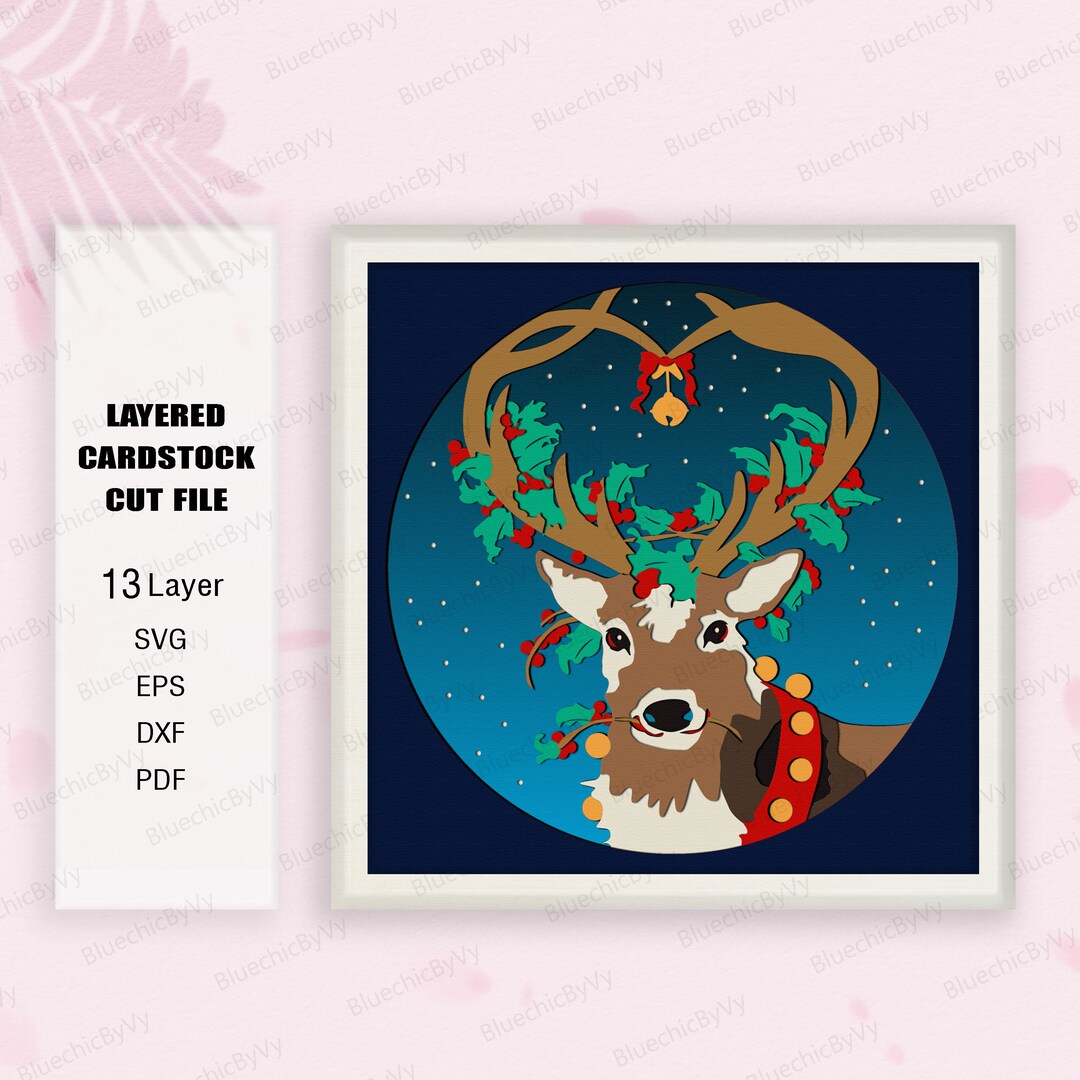 Christmas Reindeer Shadow Box SVG, for Cricut, Reindeer Shadow Box ...