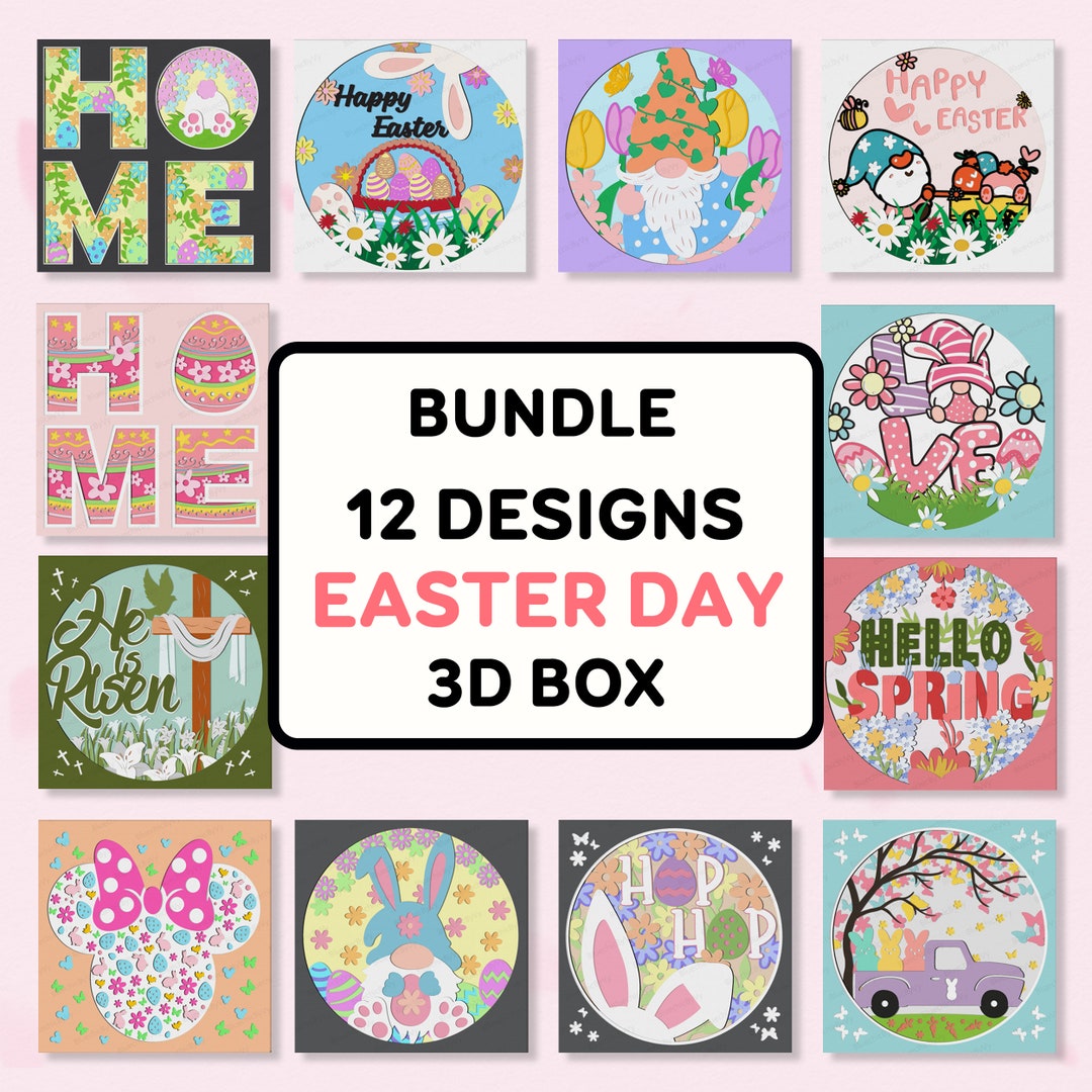 Bundle Easter Shadow Box SVG, Happy Easter Shadow Box, Easter Shadow ...