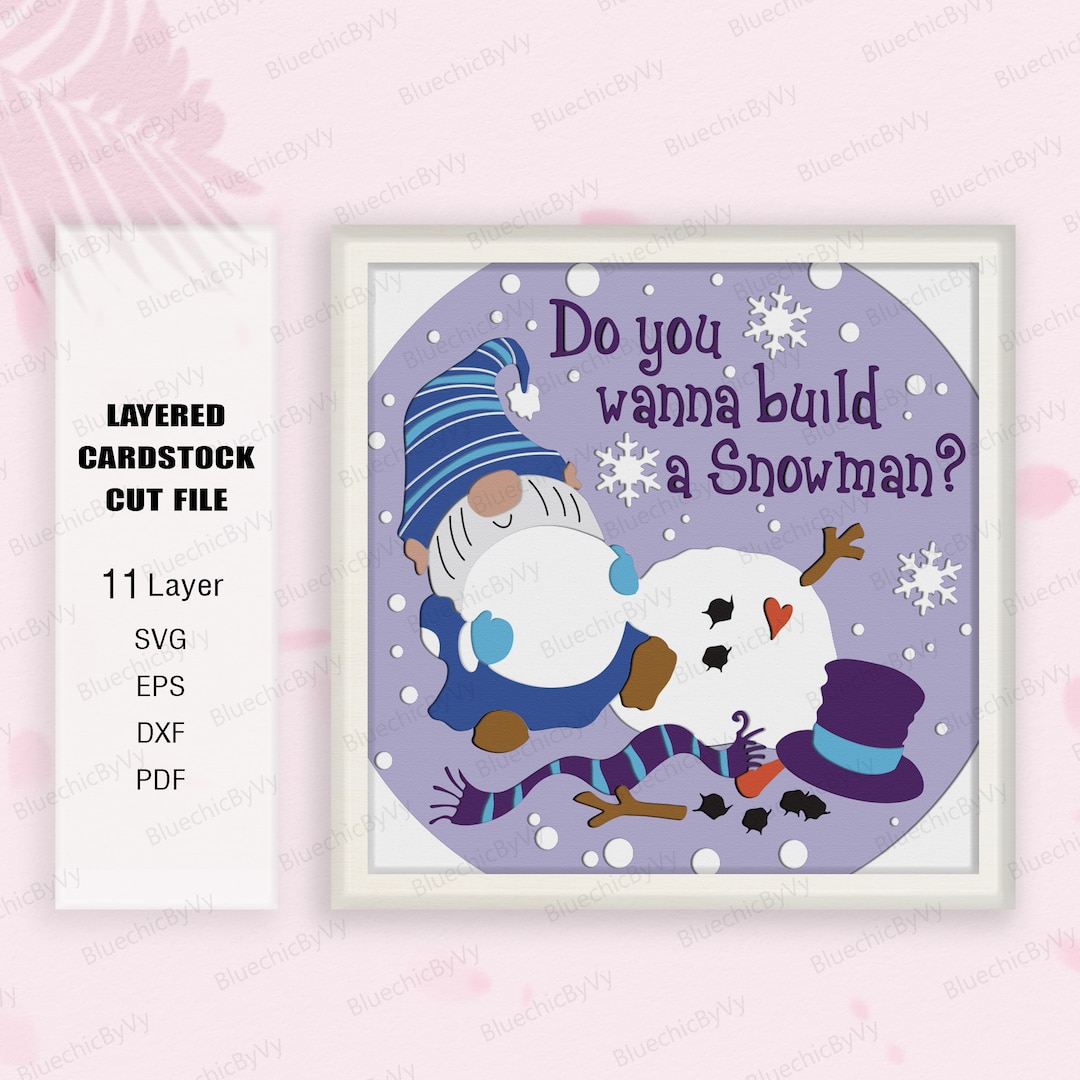 Gnomes Build Snowman Shadow Box SVG for Cricut Projects DIY, Snowman ...