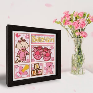 Baby Girl Shadow Box Svg, Baby Girl Light Box Svg, Baby Girl Decor ...