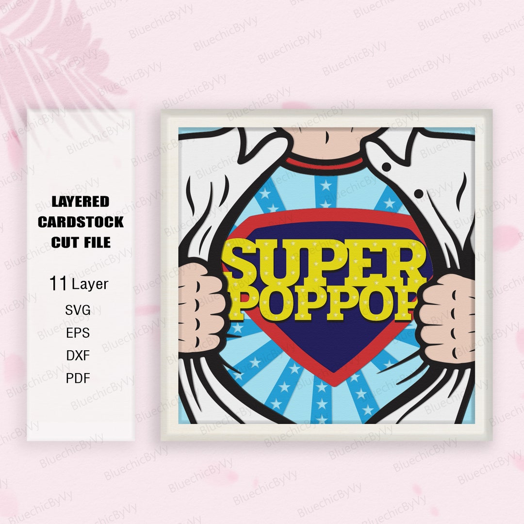 Super Poppop Shadow Box SVG ,father's Day Shadow Box 3D Svg, Dad Light ...
