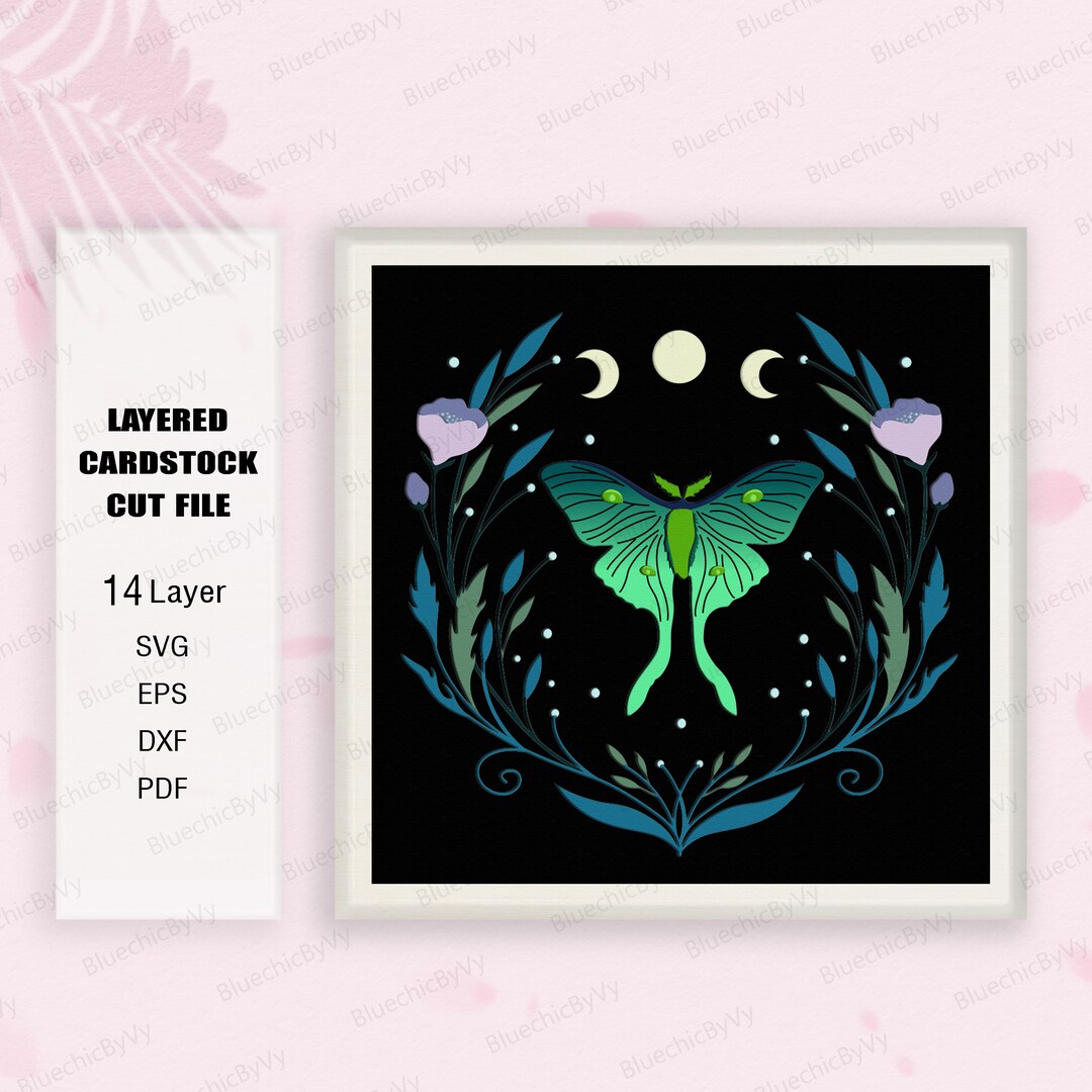 Luna Moth Shadow Box SVG for Cricut Projects DIY, Luna Moth Shadow Box ...
