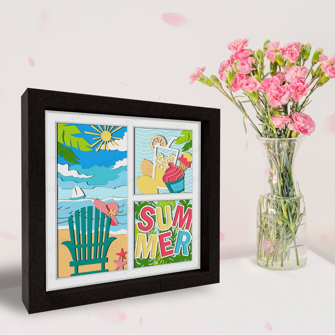 Summer Beach Shadow Box Svg, Summer Beach Light Box Svg, Summer Gift ...