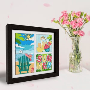 Summer Beach Shadow Box Svg, Summer Beach Light Box Svg, Summer Gift ...