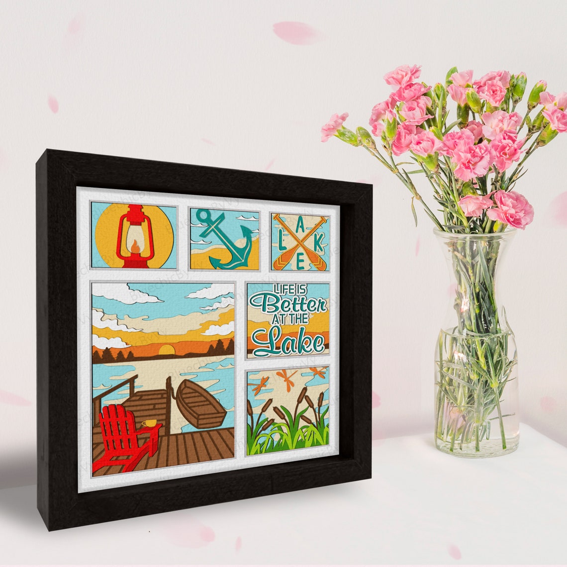 Life is Lake Shadow Box SVG, Life Beside Lake Svg, for Cricut File ...