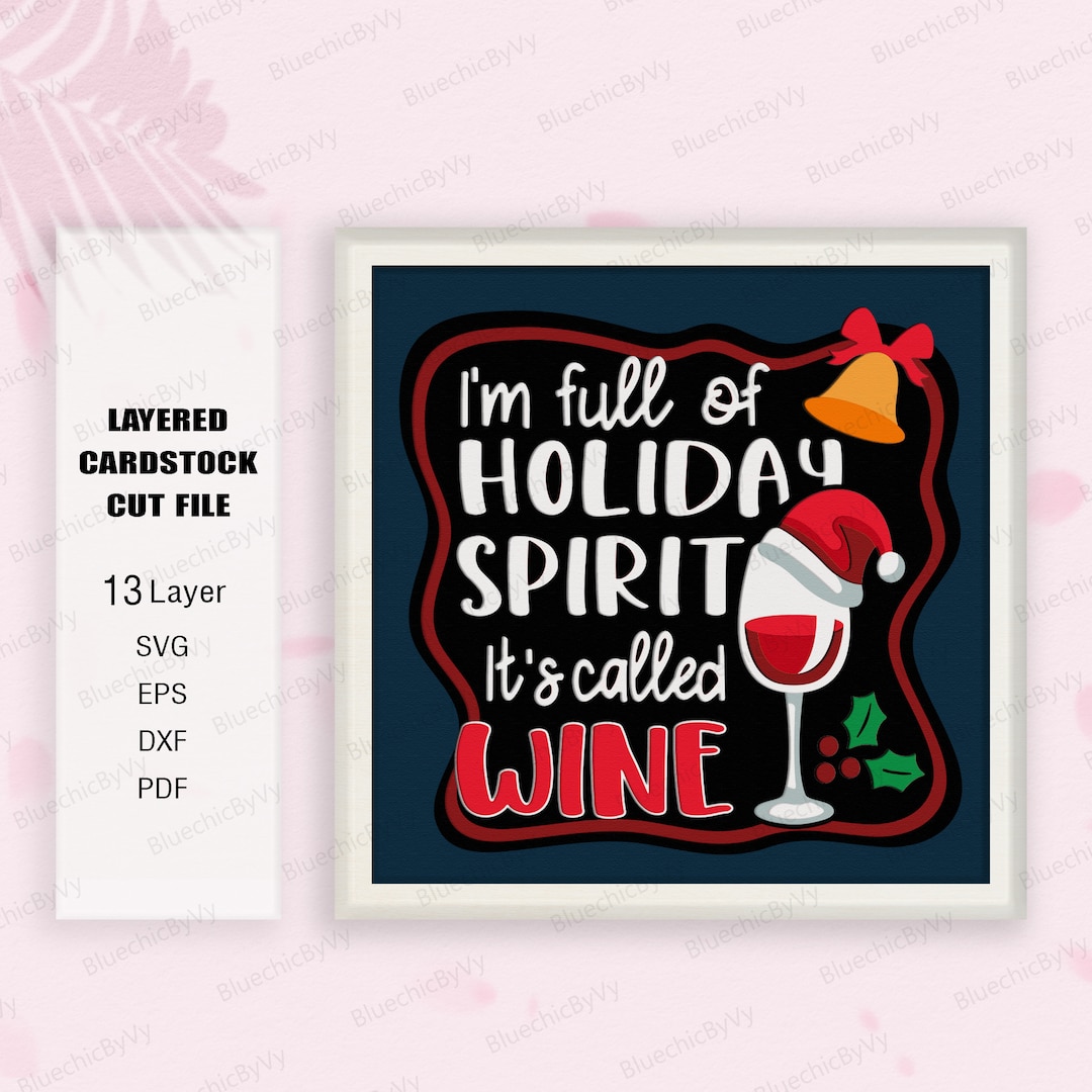 Wine Christmas Shadow Box SVG for Cricut Projects DIY, Wine Christmas ...