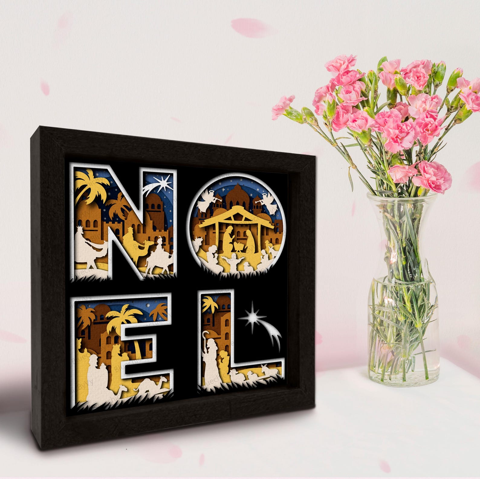 NOEL Nativity Layered Design, Religious Christmas Paper Art, Holy Night ...
