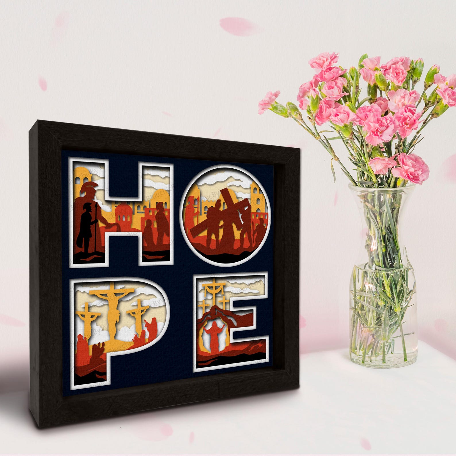 He is Risen Shadow Box SVG, HOPE Christian Layered Art, Easter ...