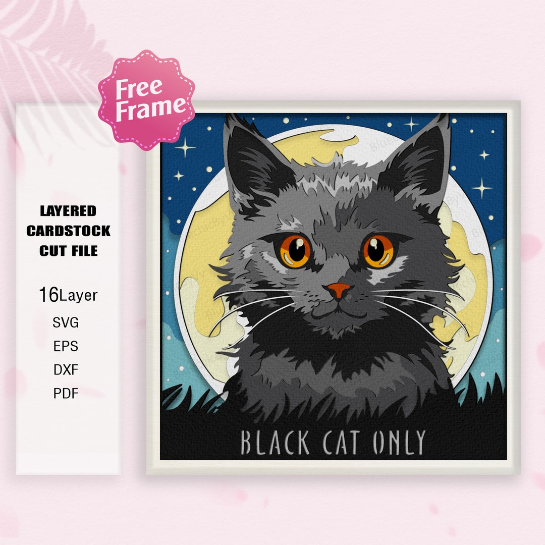 Black Cat Only Shadow Box Svg, Black Cat 3D Box, Black Cat Svg,cat and ...
