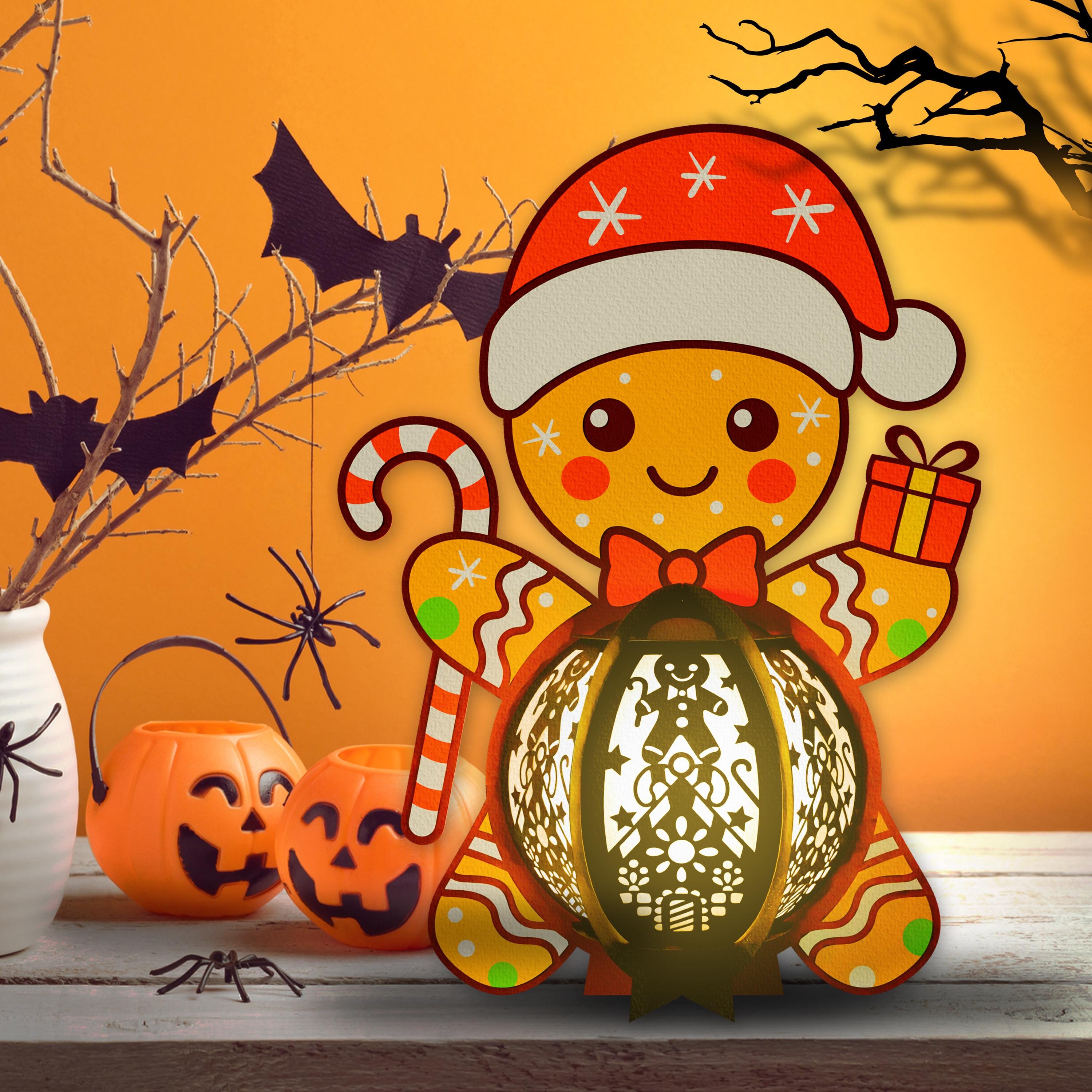Gingerbread Cute Christmas Lantern Svg, Gingerbread Shadow Box, Lantern ...