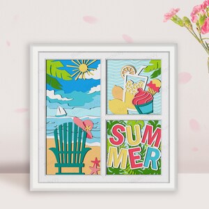 Summer Beach Shadow Box Svg, Summer Beach Light Box Svg, Summer Gift ...