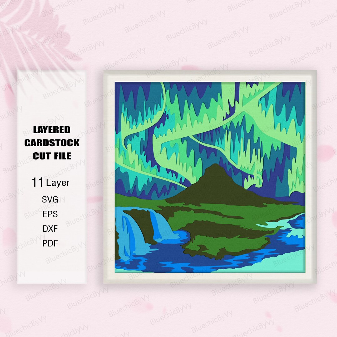Northern Lights Shadow Box SVG for Cricut Projects DIY, Northern Lights ...