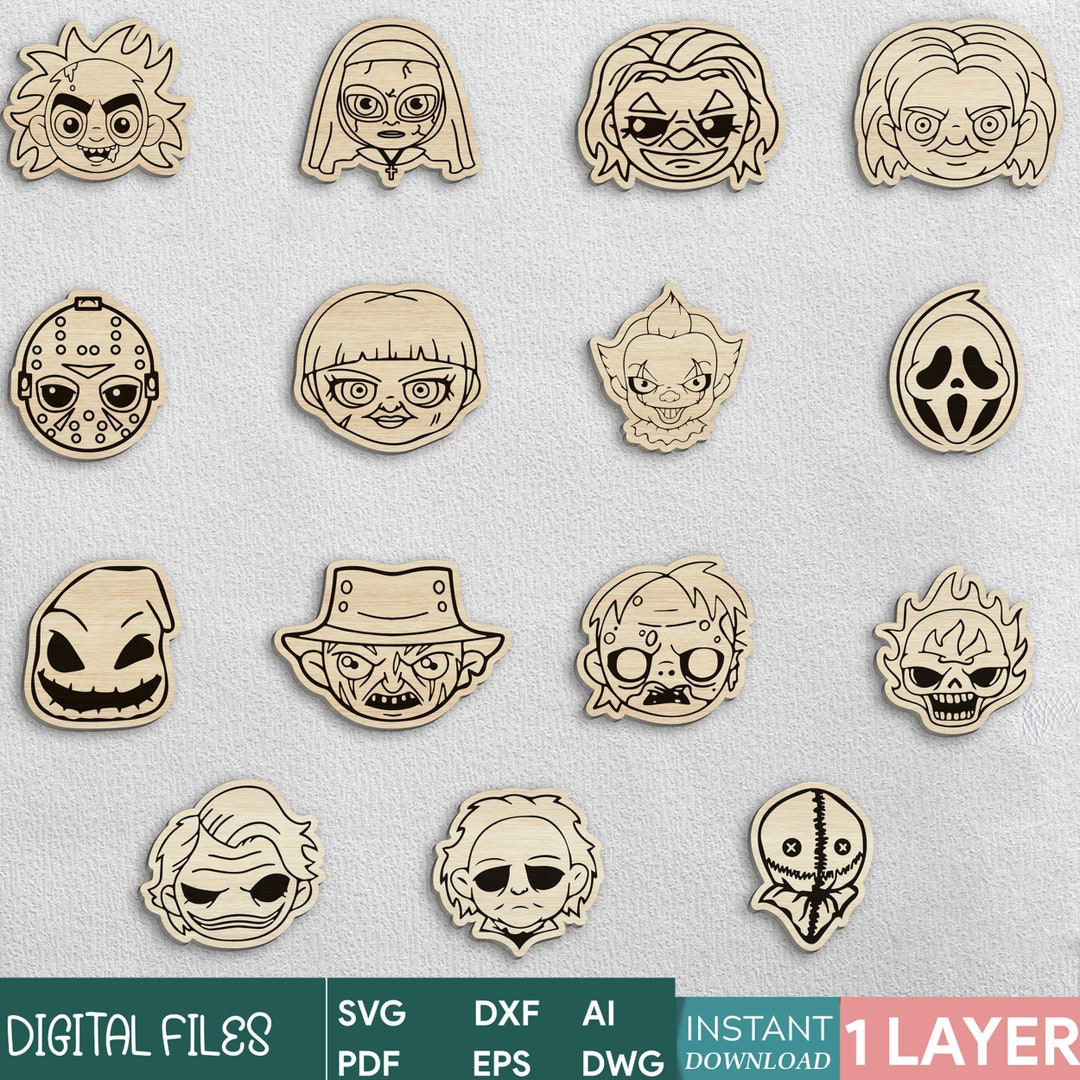 Horror Character Stud Earrings Svg, Horror Stud Earrings Svg, Halloween ...