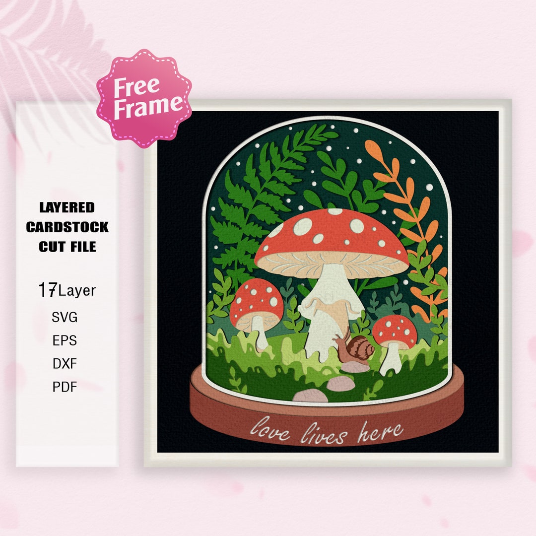 Terrarium Shadow Box Svg, Mushroom 3D Box, Terrarium Mushroom Svg ...