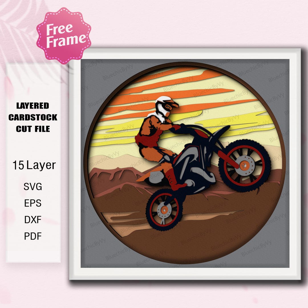 Motocross Shadow Box, Dirt Bike Layered Lightbox Template, off Road ...