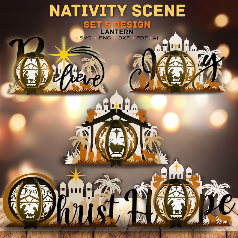 Bundle Nativity Lantern Scene Svg, Nativity Shadow Box,jesus Lantern ...