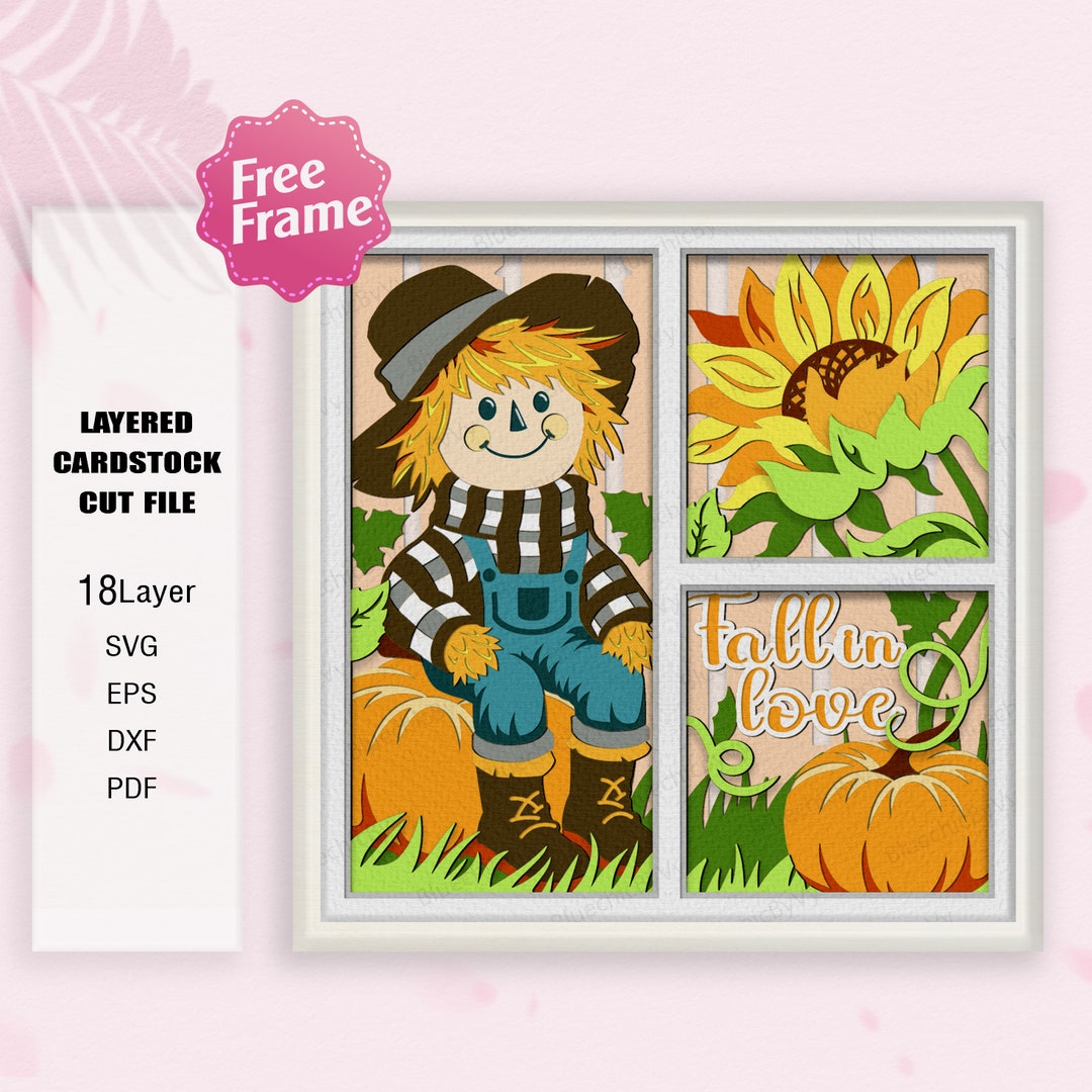 Scarecrow Pumpkin Shadow Box SVG, Scarecrow Fall 3D Box, for Cricut ...