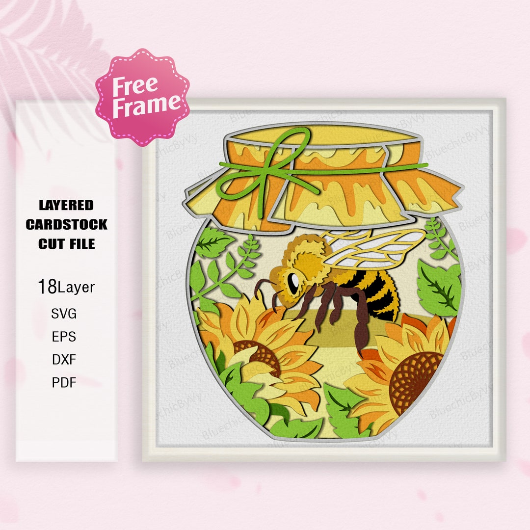 Mason Jar Bee Kind Shadow Box Svg, Mason Jar Bee Shadow Box, Mason Jar ...