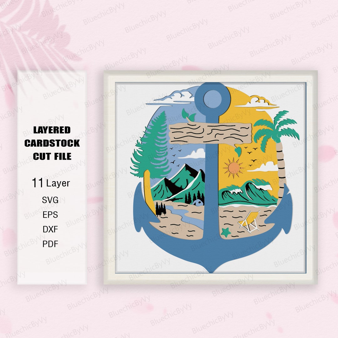 Anchor Landscape Shadow Box SVG for Cricut Projects DIY, Anchor ...