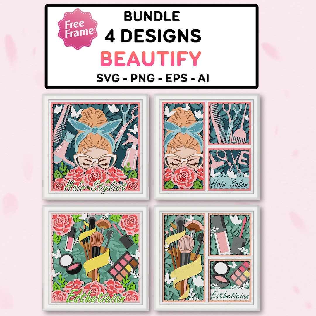Bundle Beautify Shadow Box SVG, Esthetician 3D Box, Makeup Brush Svg, Lipstick Svg,for Cricut ...