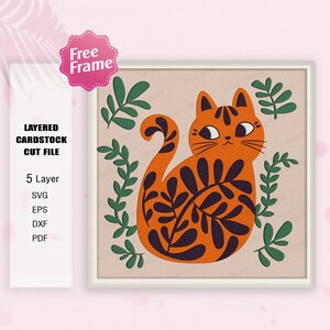 Cat Flower Shadow Box SVG, Boho Cat Shadow Box, Cat 3D Box, Boho Cats ...