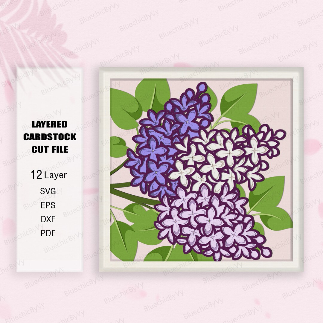 Flower Lilac Shadow Box SVG, Lilac Shadow Box, Flower 3D Box, Lilac ...