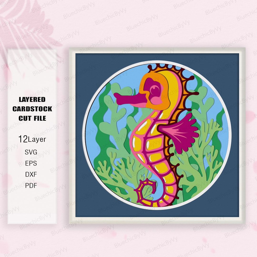 Seahorse Shadow Box SVG, Seahorse Shadow Box, Seahorse Gift, Seahorse ...