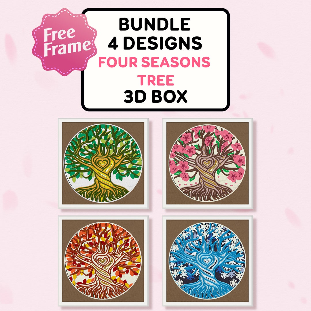 Bundle Four Seasons Tree Shadow Box Svg, Four Seasons Tree Light Box ...