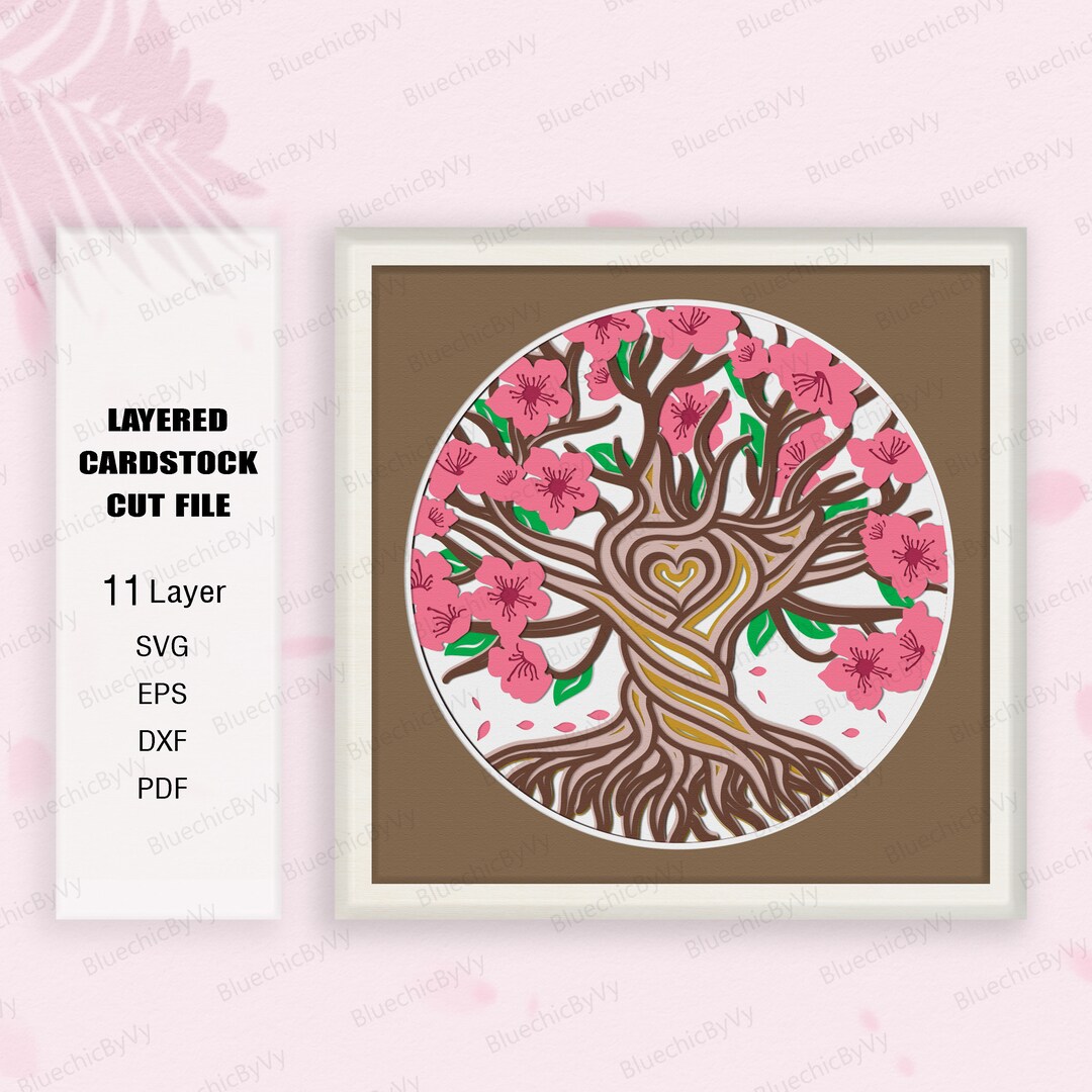 Spring Tree Shadow Box, Spring Tree Light Box Svg, Tree of Life 3D Box ...