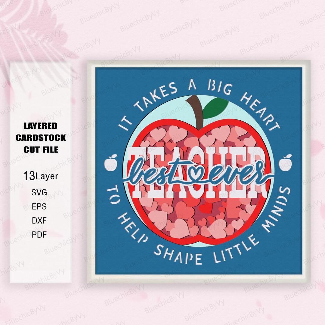 Teacher Blue Shadow Box Svg, Teacher Gift, Teacher Light Box Svg ...