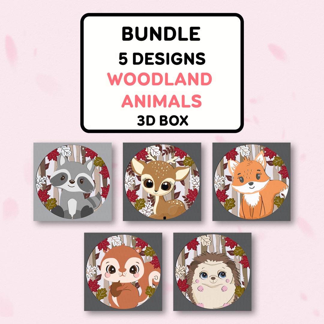 Bundle Woodland Animals Shadow Box SVG, Woodland Animals Shadow Box ...