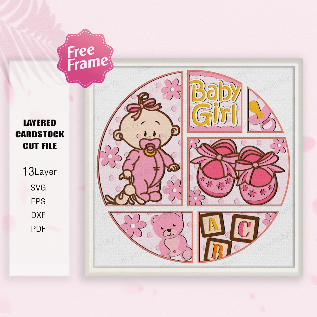 Girl Baby Shadow Box Svg, Girl Baby Light Box Svg, Girl Baby Gift, Girl ...