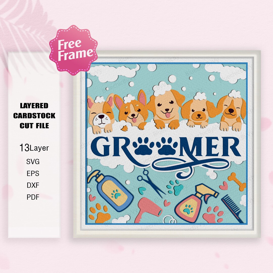 Dog Groomer Shadow Box SVG, Dog Shadow Box, Dog Grooming, Dog Stylist ...