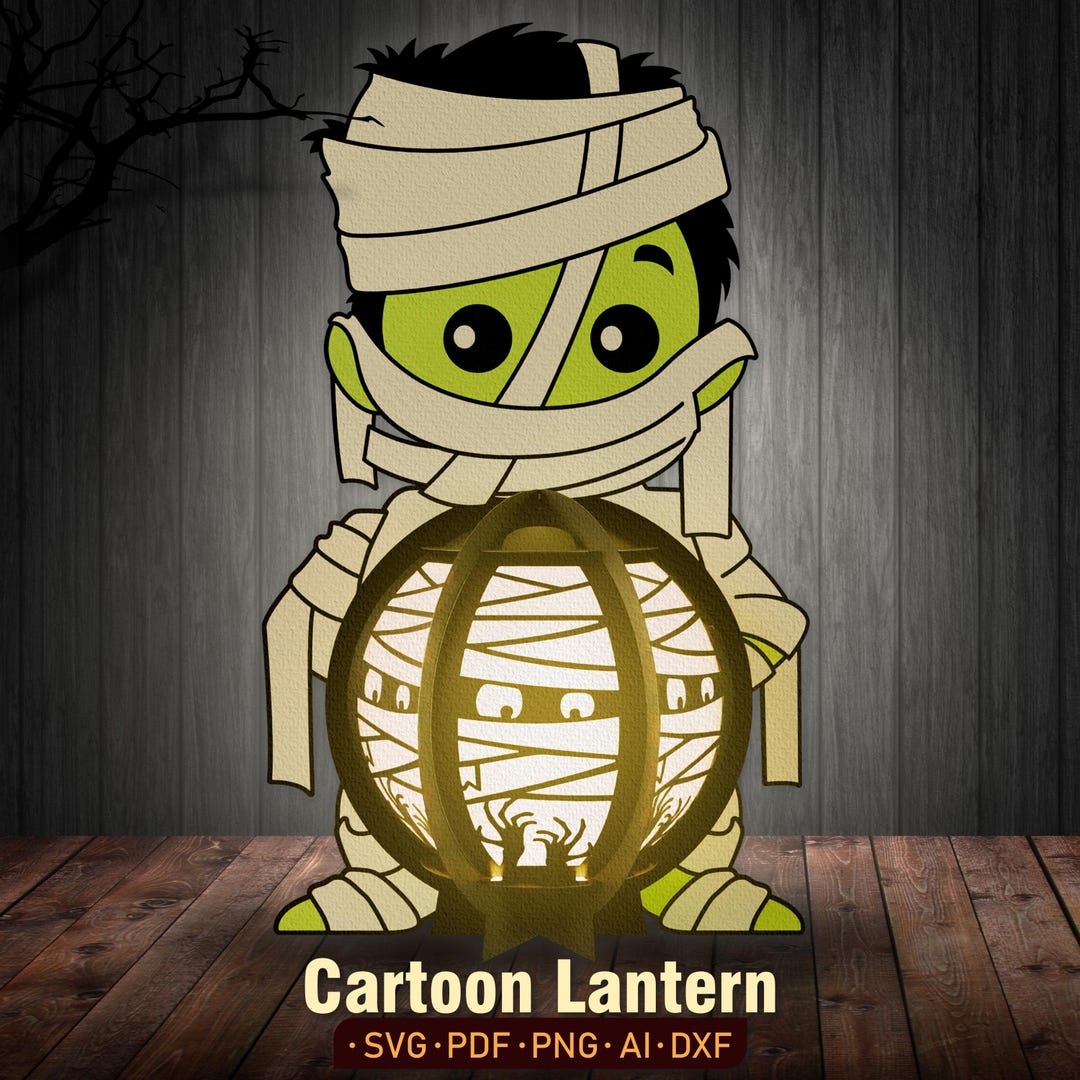 Mummy Halloween Light Box Svg, Cute Mummy 3D Box, Halloween Shadow Box ...
