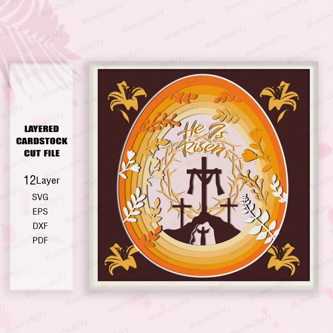 He is Risen Shadow Box SVG, Happy Easter Shadow Box, Easter Shadow Box ...