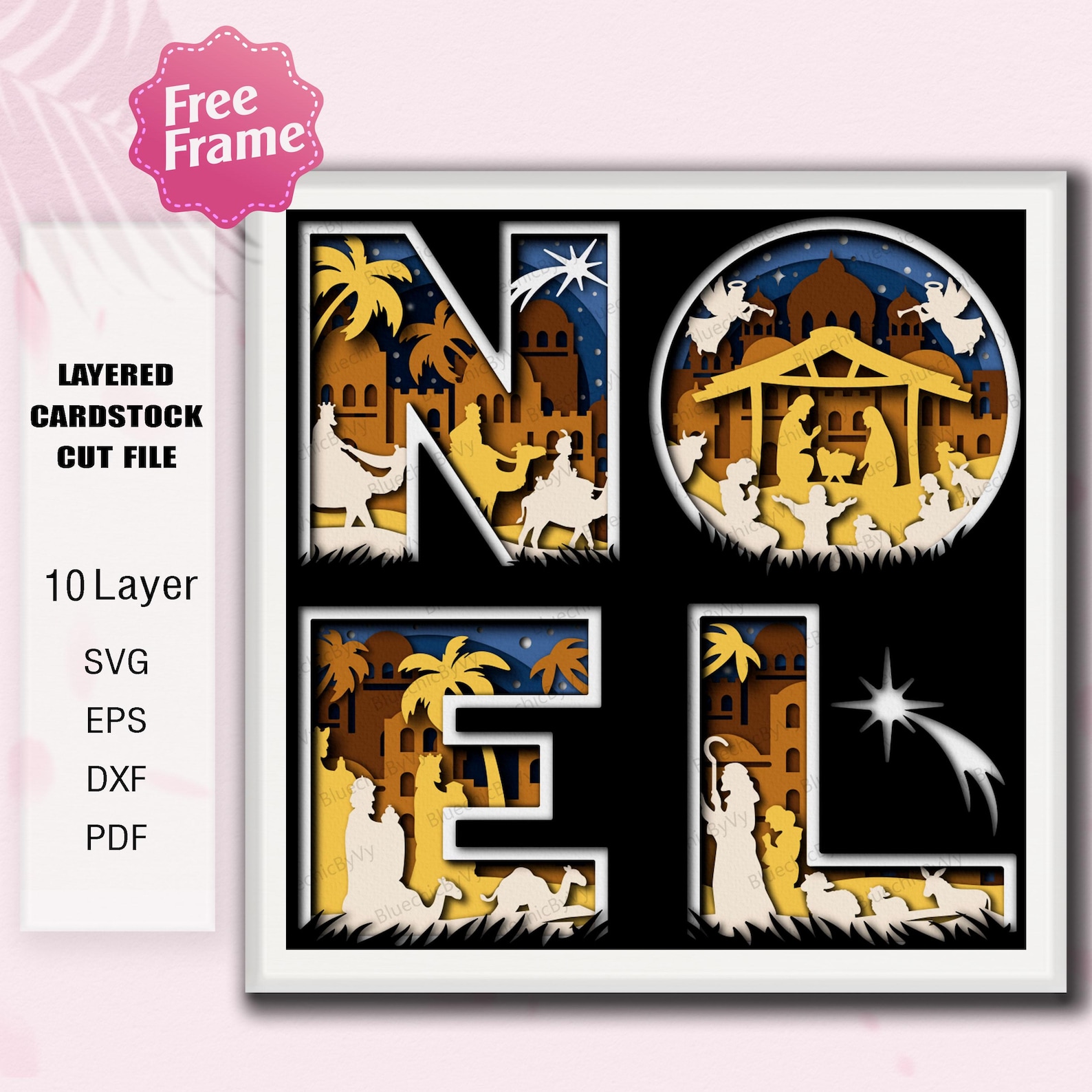 NOEL Nativity Layered Design, Religious Christmas Paper Art, Holy Night ...