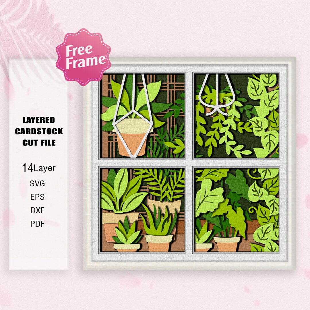 Window Boho Planters Shadow Box Svg, Planters 3D Box, Planters SVG ...