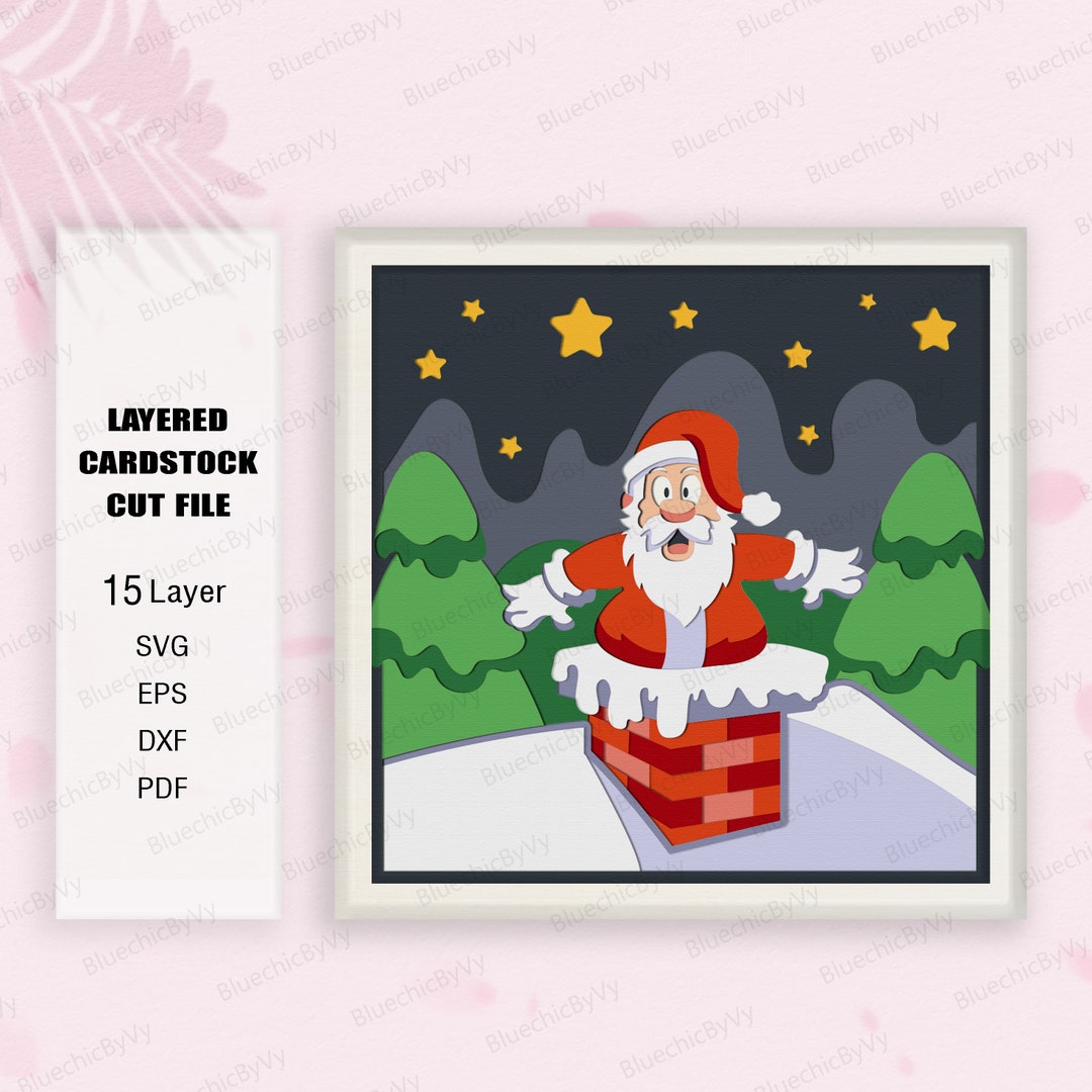 Santa Stuck Chimney Shadow Box SVG for Cricut Projects DIY, Christmas ...