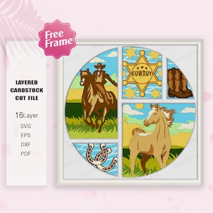 Horse Cowboy Shadow Box SVG, Western Cowboy Light Box Svg, Cowboy 3D ...