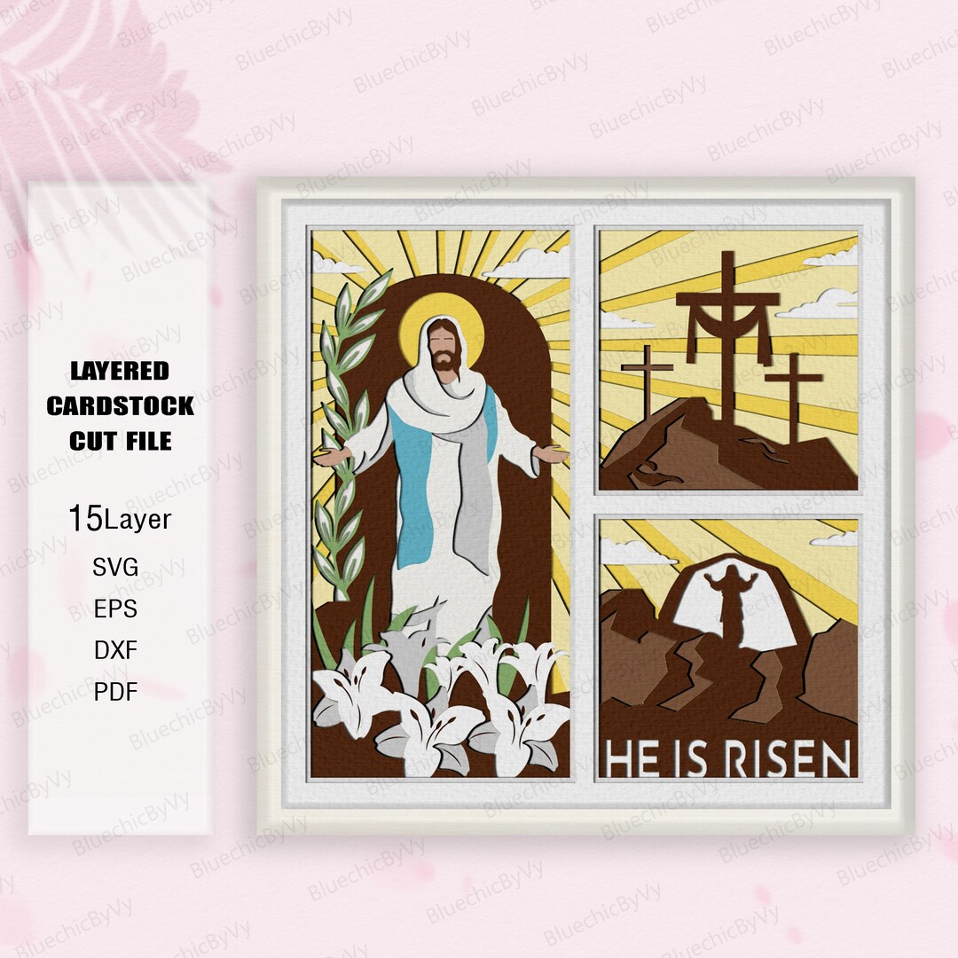Jesus Risen Shadow Box SVG, Jesus Risen Shadow Box, Jesus Gift, Jesus ...