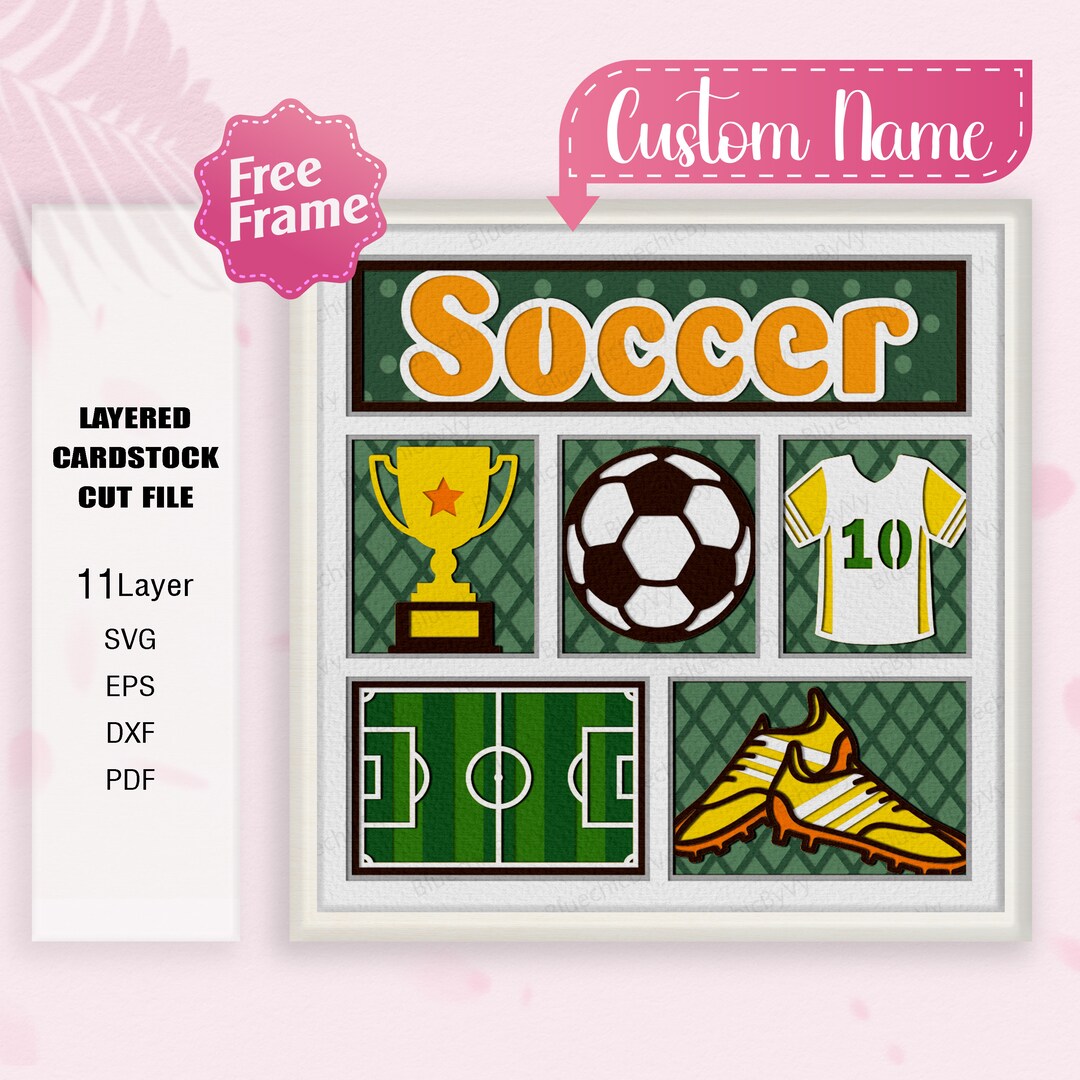 Personalized Soccer Shadow Box Svg, Soccer Light Box Svg, Soccer Gift ...