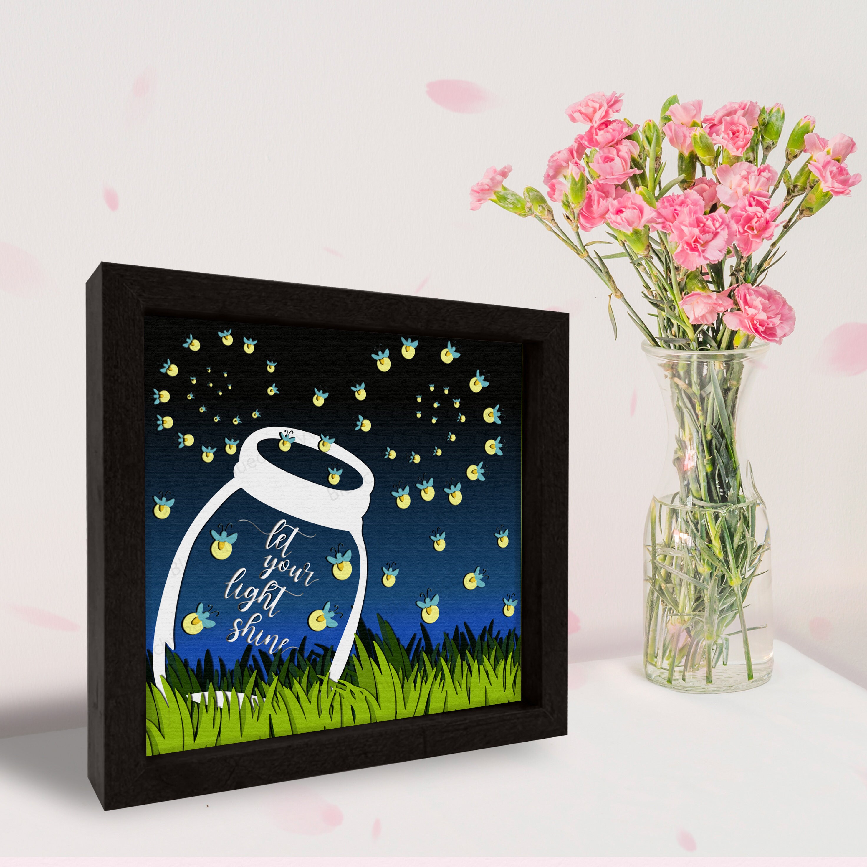 Lightning Bugs in A Mason Jar Shadow Box SVG for Cricut Projects DIY ...