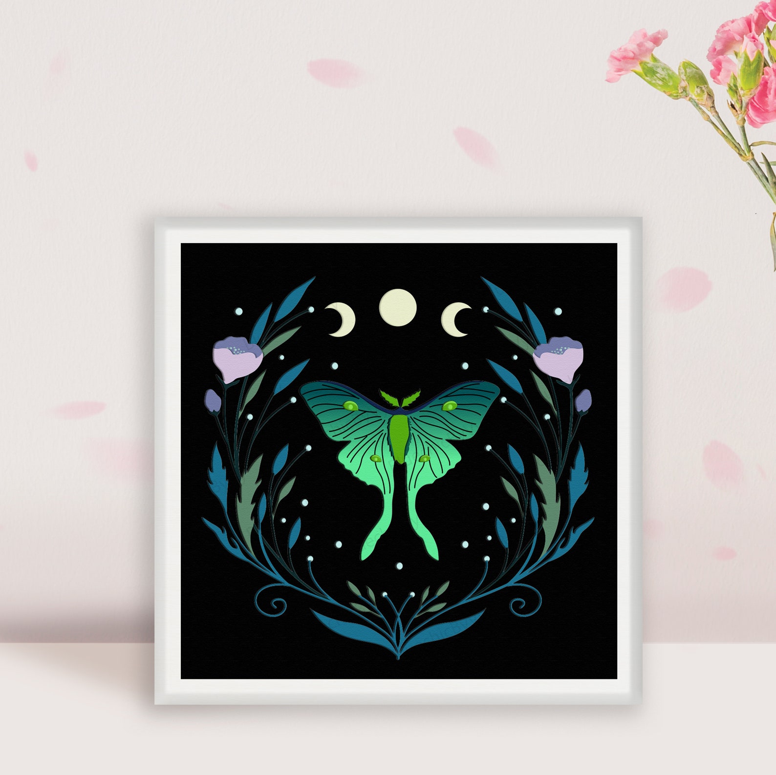 Luna Moth Shadow Box SVG for Cricut Projects DIY, Luna Moth Shadow Box ...