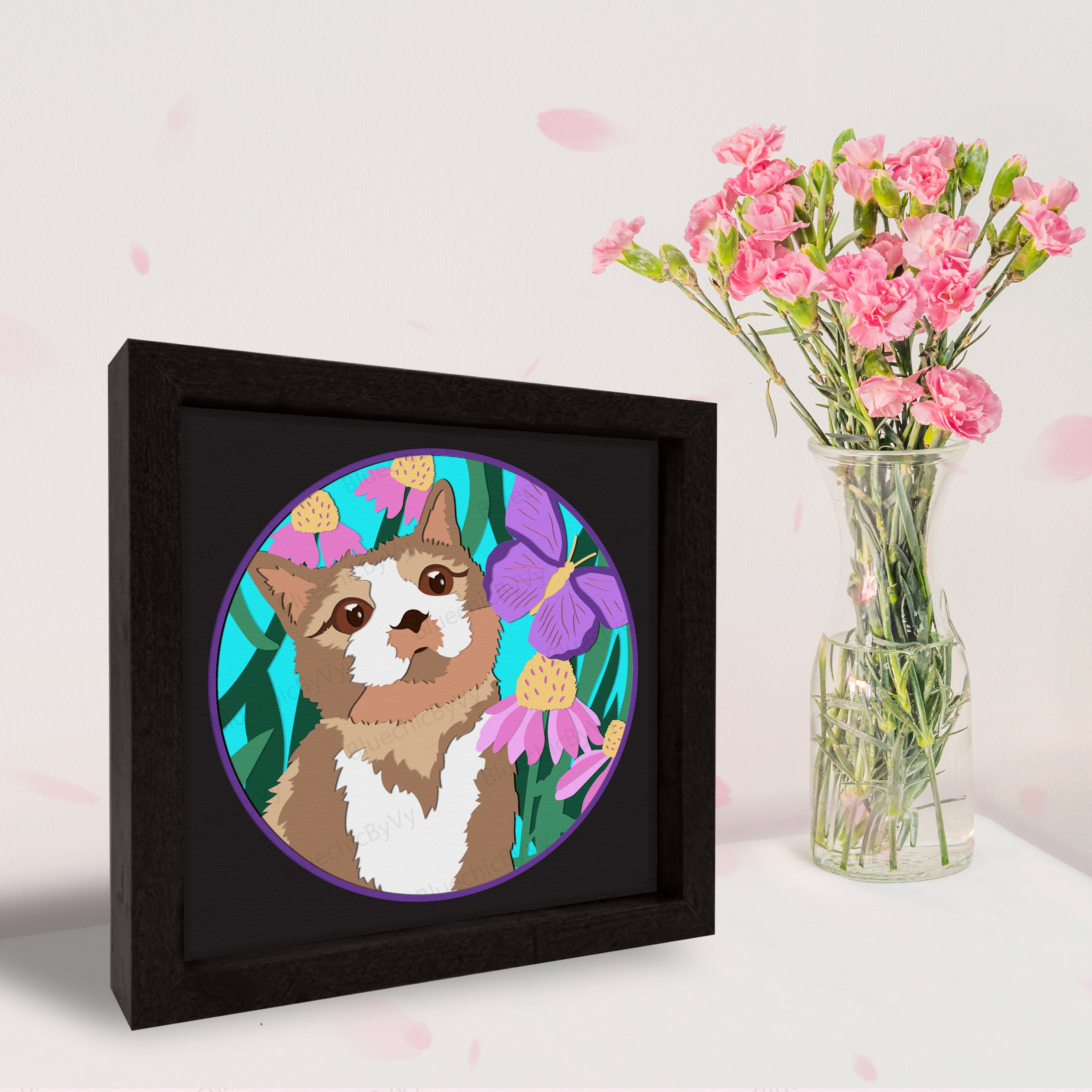Cat Shadow Box SVG, Cat Shadow Box, Cat 3D Box, Cat Girl Lover, Cute ...