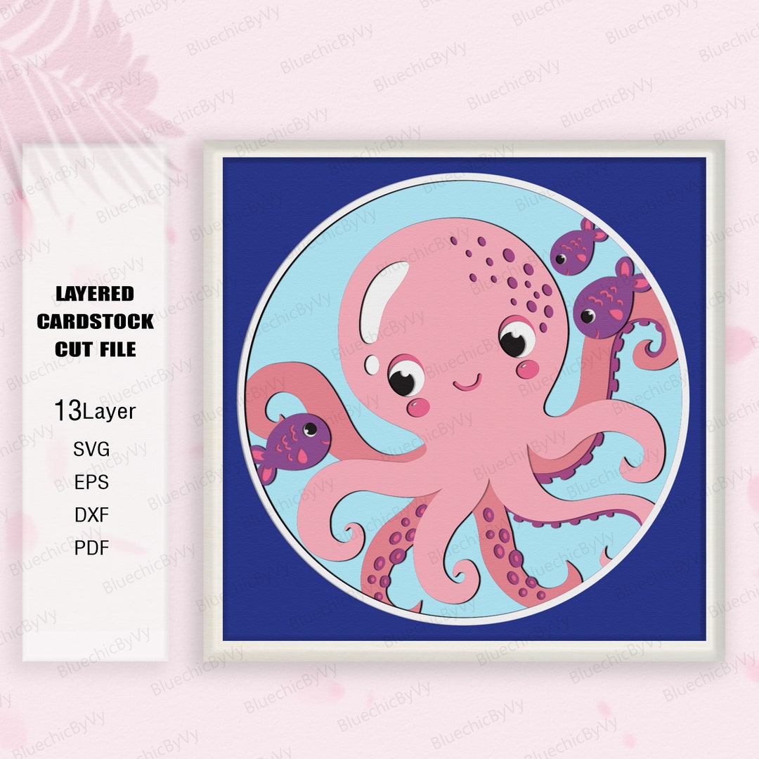 Octopus Kid Room Shadow Box SVG, Octopus Shadow Box, Octopus Gift ...
